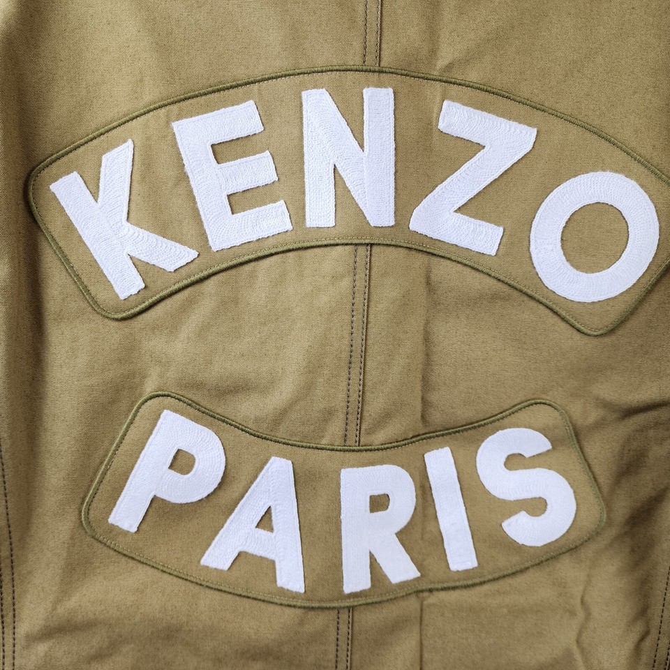 KENZO Sailor Workwear Jacket Men's S Khaki Collared Long Sleeve Button ...