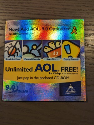 Silver AOL 9 Disk CD Unlimited hours - Vintage - New & Sealed | eBay