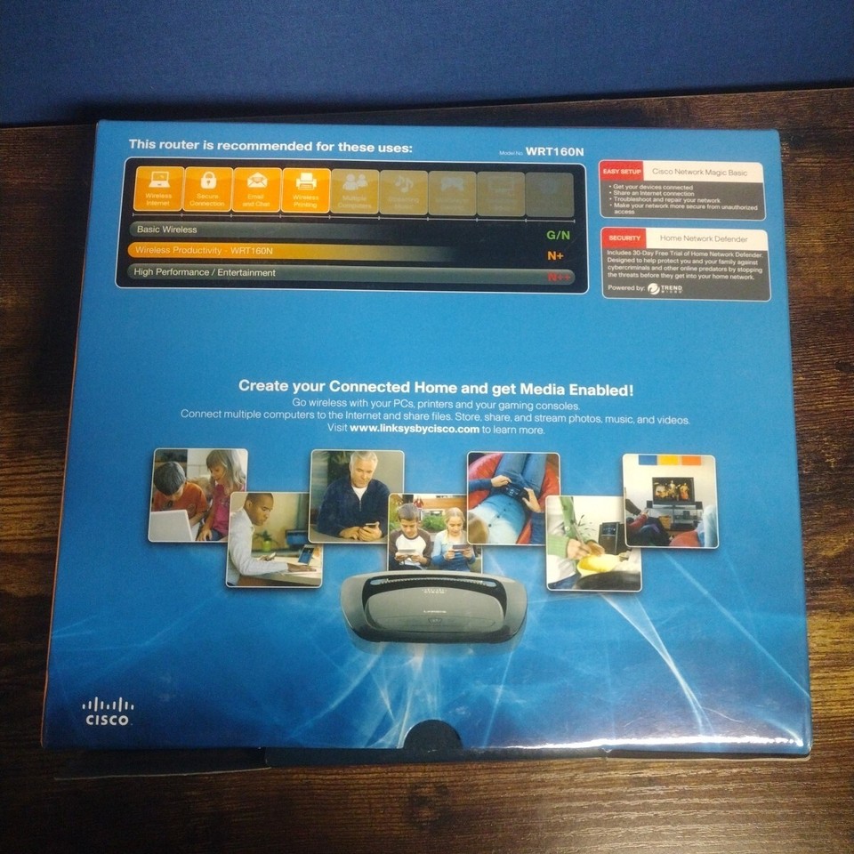 Cisco Linksys Wireless-N Broadband Router WRT160N V3 w/ box and Cd | eBay