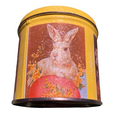 Cintage Bunny Rabbits, Hen & Eggs Round Tin Container with Lid ...