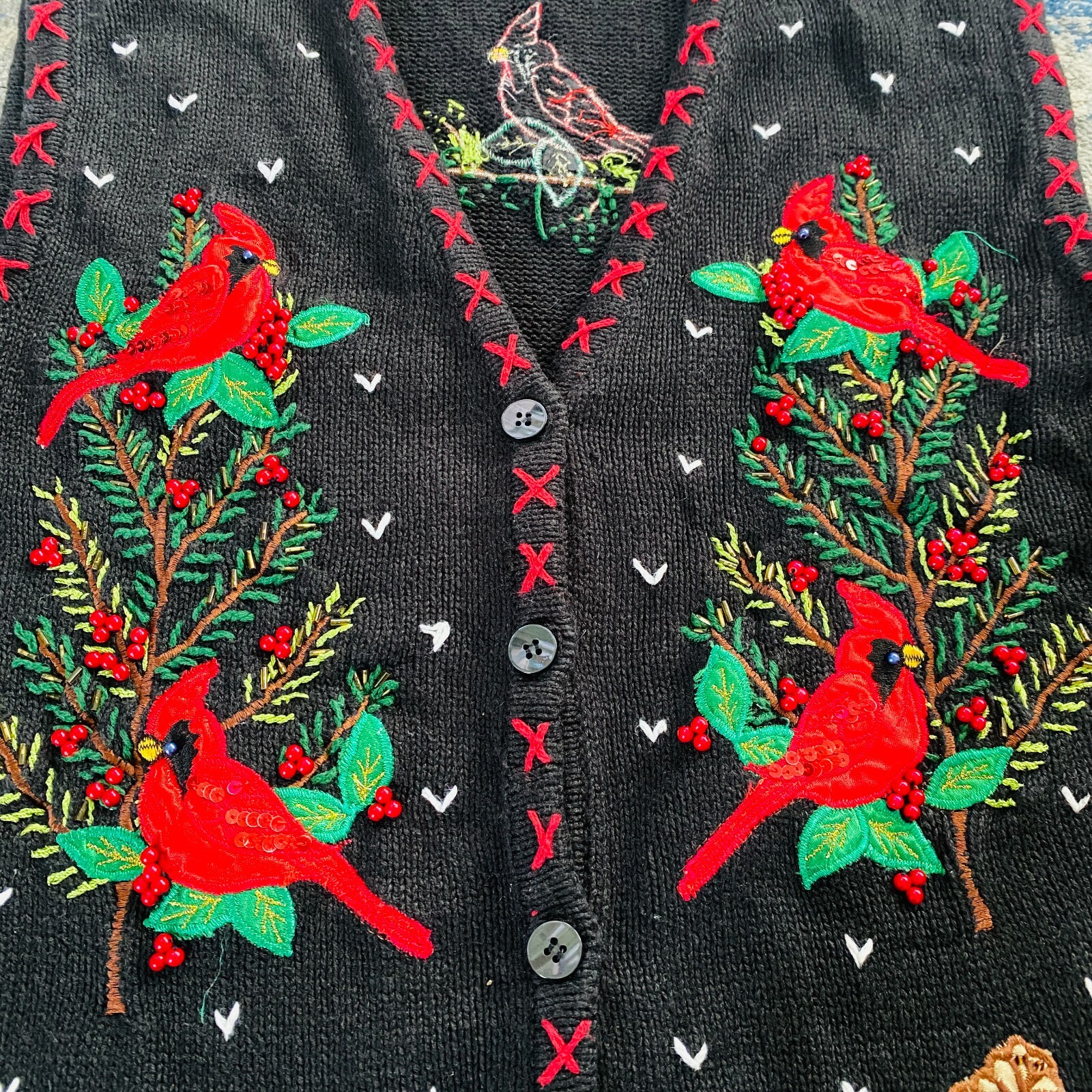 Vintage Bobbie Brooks Red Cardinal Bird Sweater Vest … - Gem