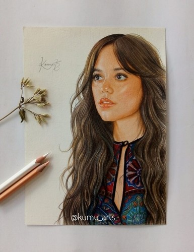Jenna Ortega Color Pencil Portrait Drawing Fan Art Signed | eBay
