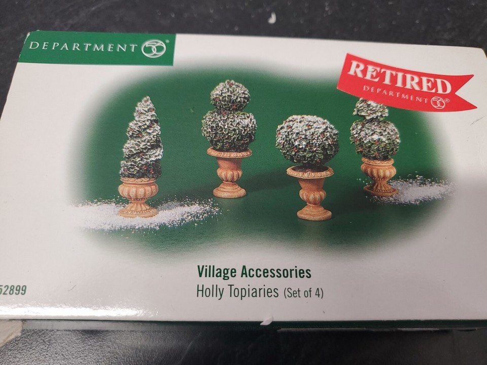 Dept 56 Village Lamppost & Sign Holly Topiaries Turn Of The Century ...