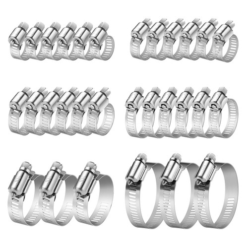 30Pcs Hose Clamps, 304 Stainless Steel Hose Clamp Assortment Kit ...