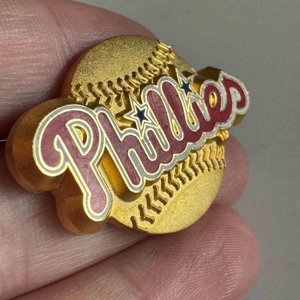 Vintage Philadelphia Phillies Gold Baseball Script Logo Enamel Lapel ...