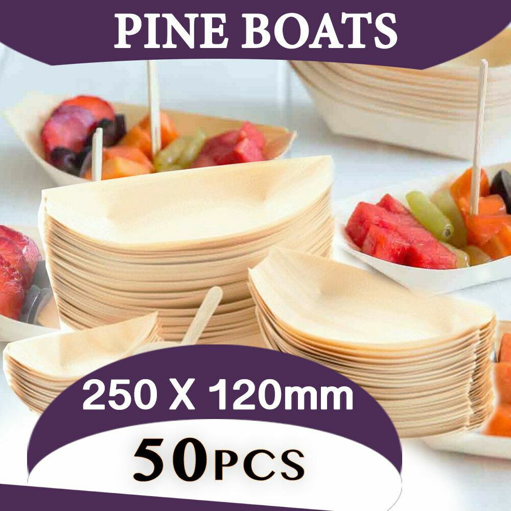 Pine Boat Eco Friendly All Size Bamboo Canape Serving Compostable ...