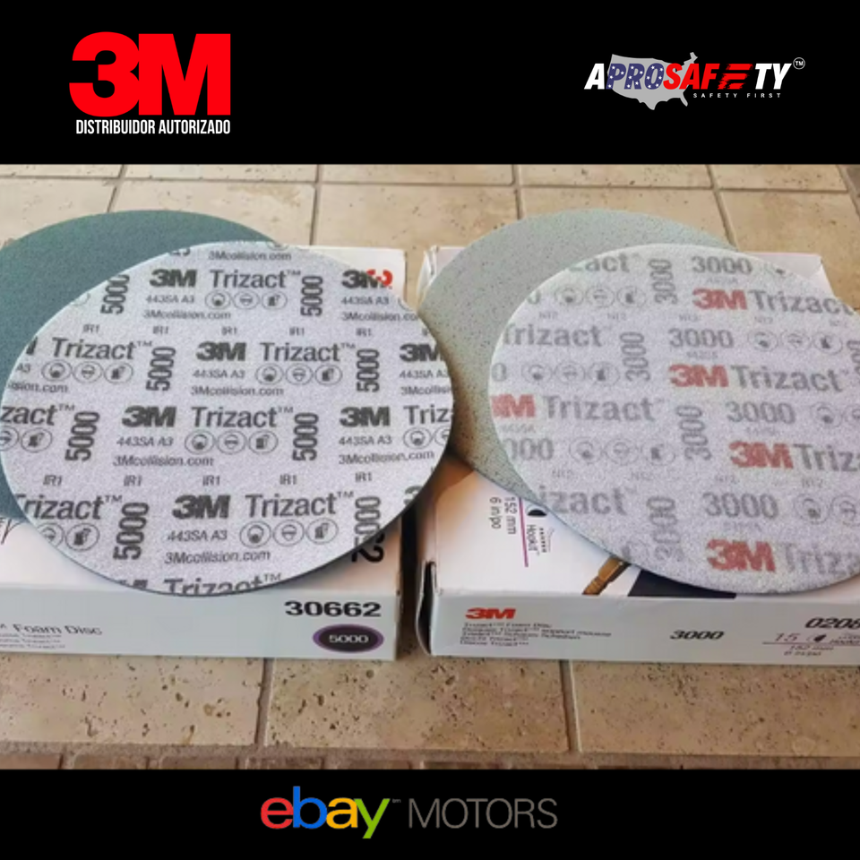 3M 02085 & 30662 Trizact Foam Discs, 6 inch, 3000 & 5000 grit (3 Discs ...
