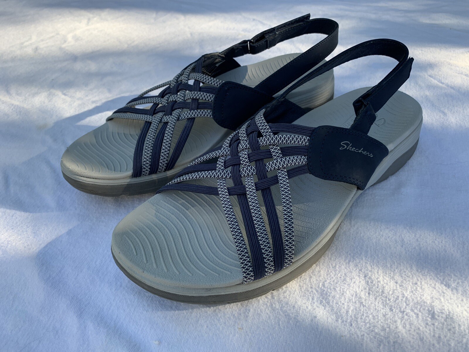 Skechers Women's Arch Fit Reggae Sandals Blue Gray St… - Gem