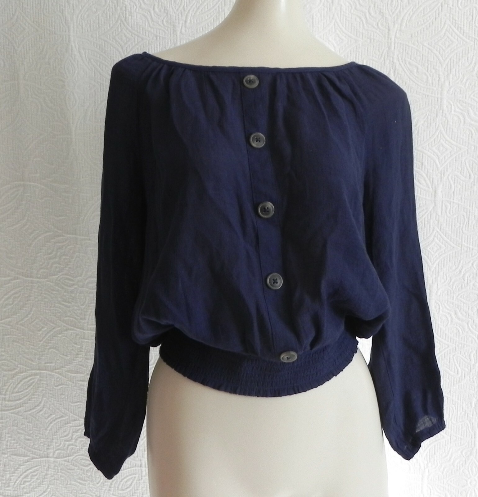 Crescent & Willough Crop Top Navy blue Elastic Band H… - Gem