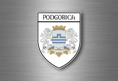 Sticker decal souvenir car coat of arms shield city flag podgorica ...