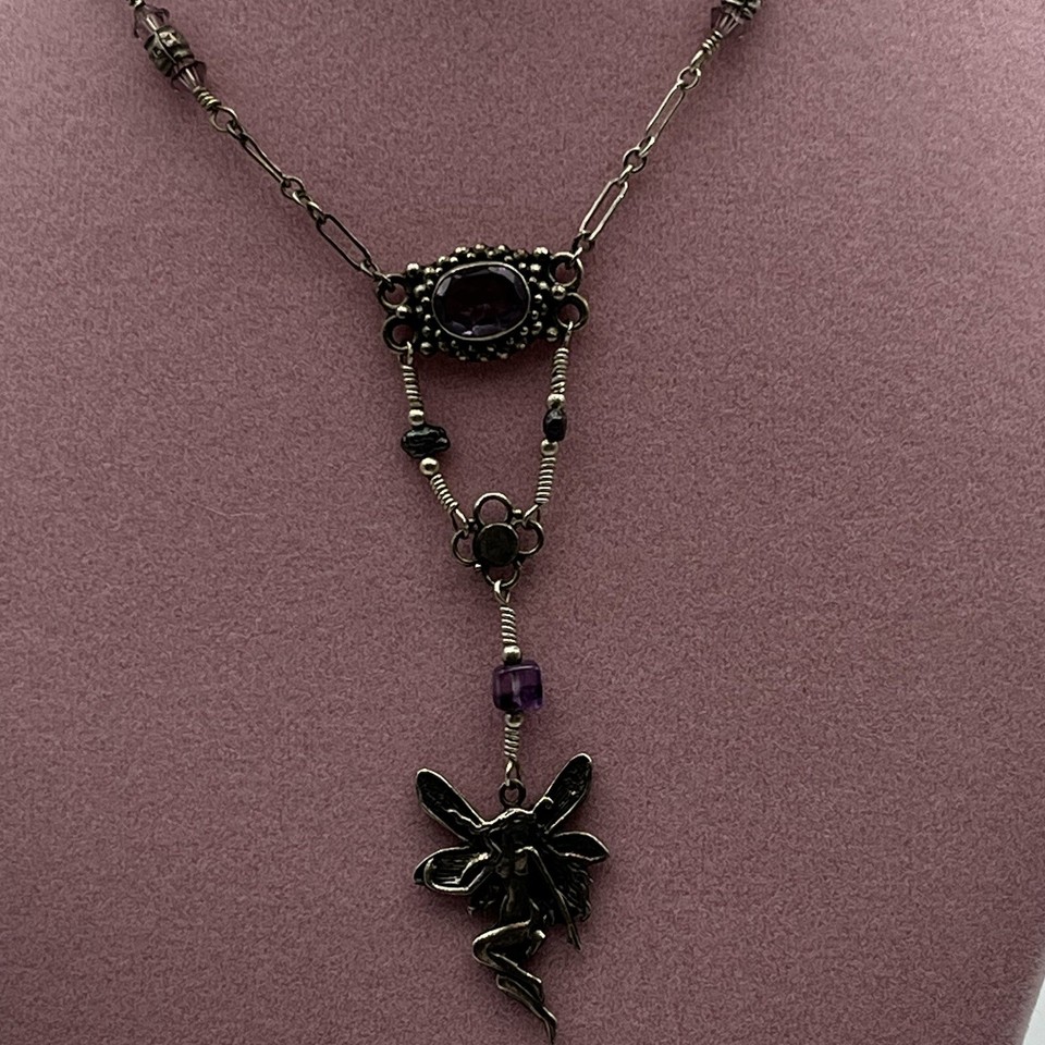 Sterling Silver Amethyst Celtic Fairy Dangle Pendant Chain Necklace | eBay