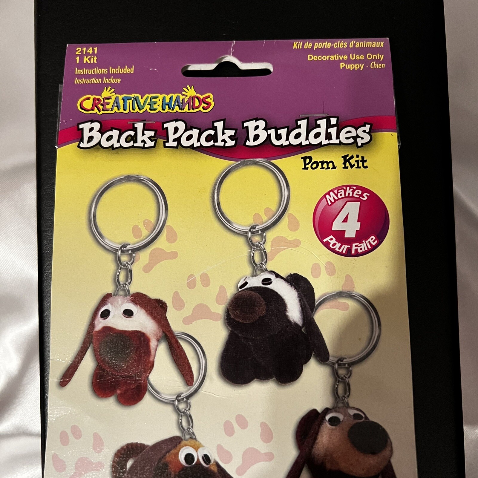 New CREATIVE HANDS Pom Craft Kit Backpack Buddies/Keychains Makes 4 ...