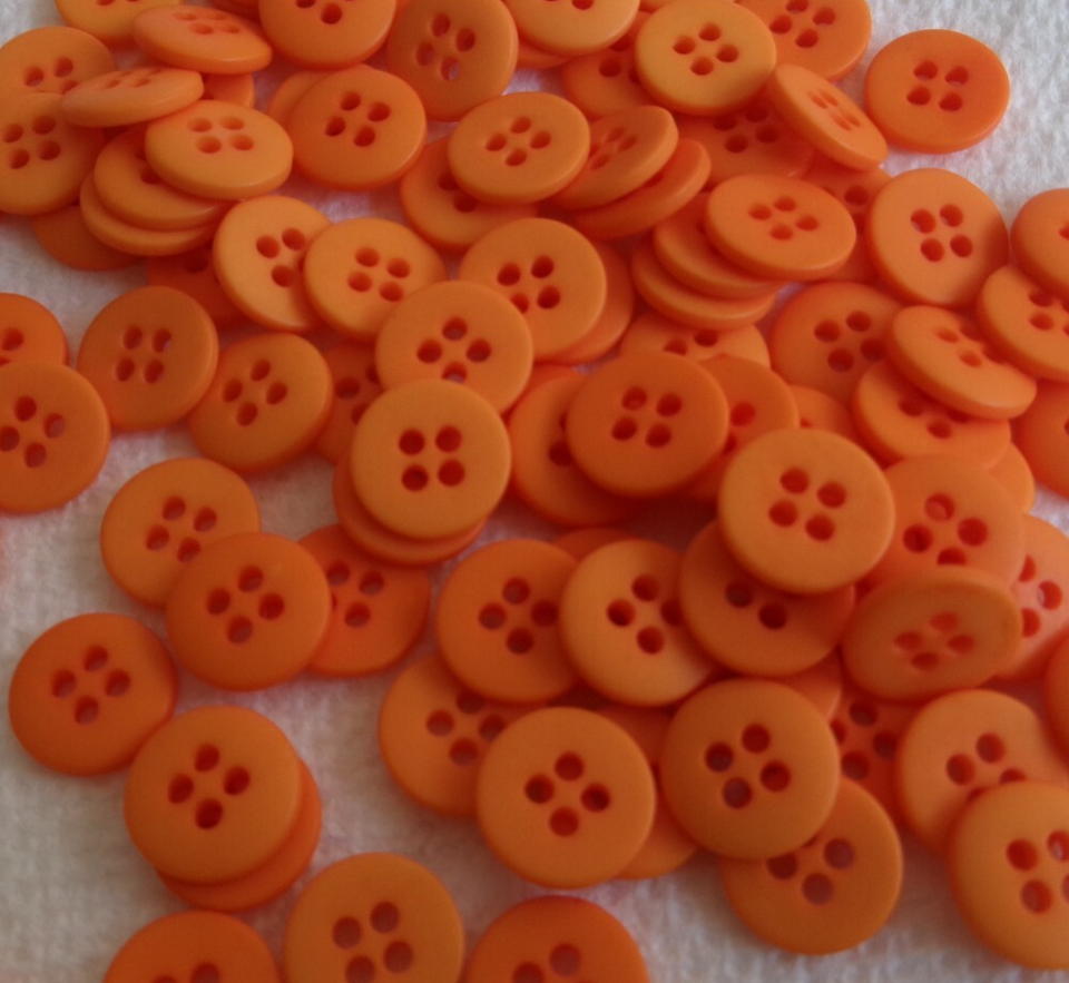 LOT OF 100 ORANGE COLOR 4 HOLE 7/16th INCH BUTTONS, NEW | eBay
