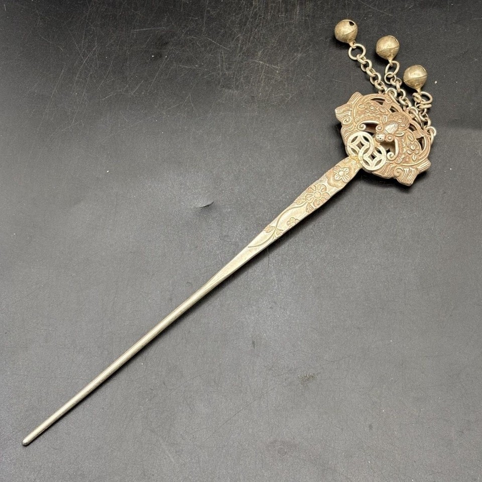 old China dynasty Tibetan silver Inlay Gem fengshui Butterfly fazan ...