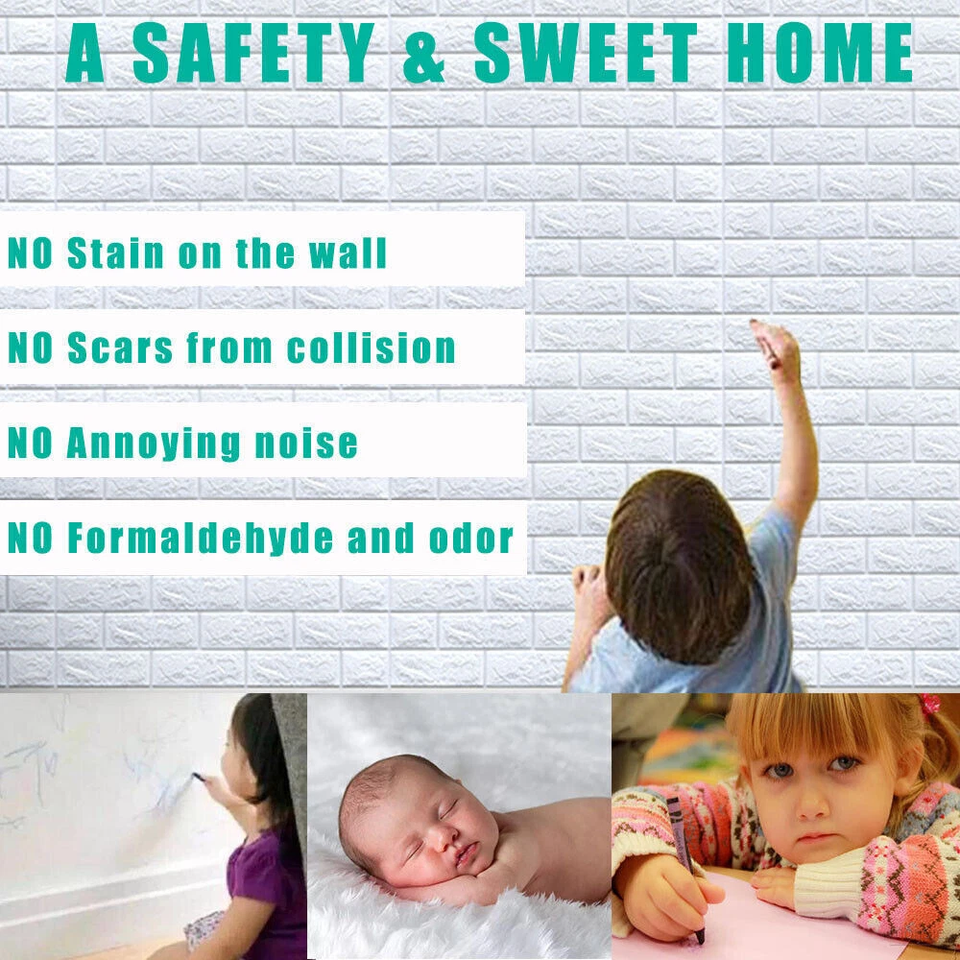 10-60x Self-adhesive 3D Tile Brick Wall Sticker Waterproof Foam Panels ...