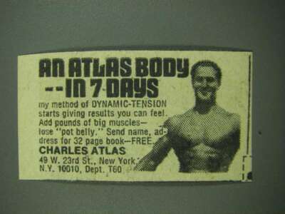 1976 Charles Atlas Dynamic-Tension Book Ad - An Atlas Body in 7 Days | eBay