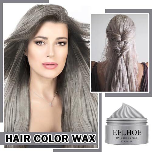 Silver Gray Temporary Dye Wax,Grey Hair Dye Wax,Instant Natural ...