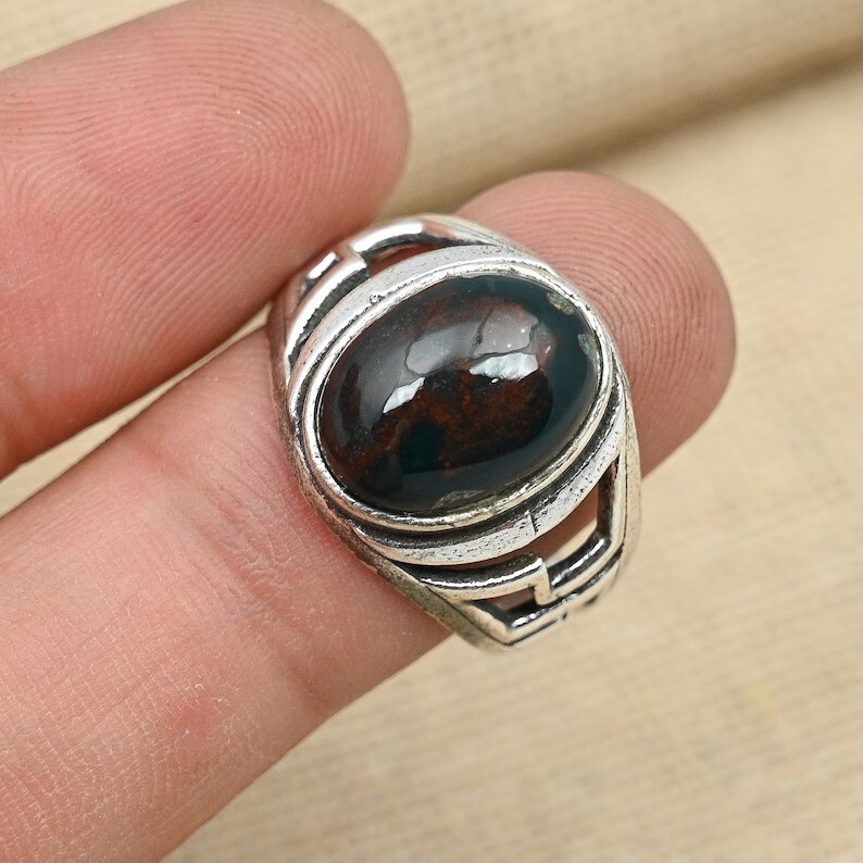 vintage Mens Signet Ring Bloodstone Stering Silver Ring gentlemen's ...