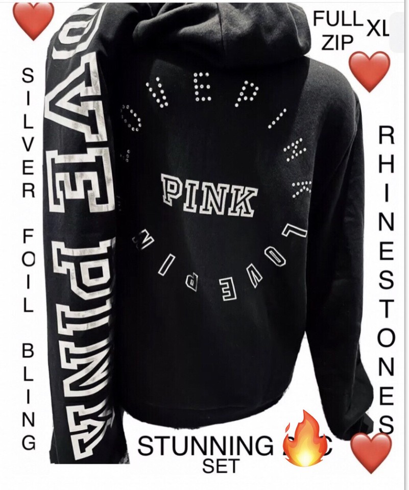 Victorias Secret Pink BLING HOODIE & PANTS 2PC SET ️ L Or XL VINTAGE ...