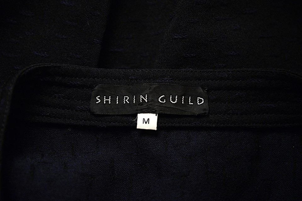 SHIRIN GUILD Black 100% Wool B/D Jacket with Subtle Navy Embroidery Sz ...