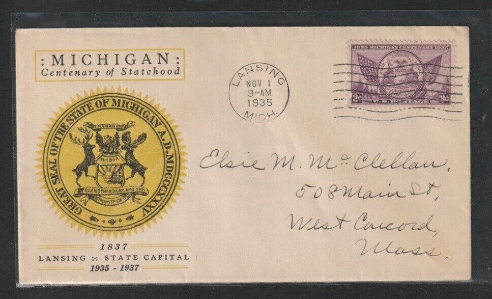1935 Michigan Centennial U.S. First Day Cover FDC Scott # 775 @ | eBay