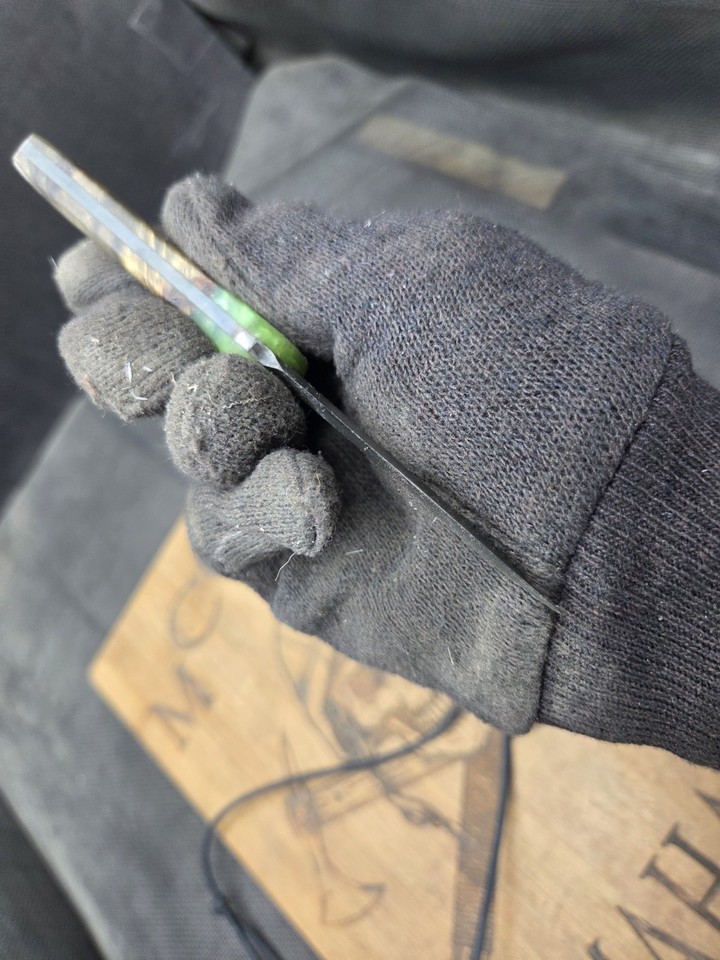 HAND MADE DROP POINT NECK KNIFE BY MARK MCCOUN USA ACRYLIC BUCKEYE BURL ...