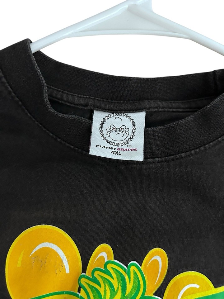 Planet Grapes Pineapple Kush Logo T-Shirt Black Yellow Graphic Mens 4XL ...