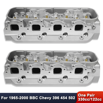 For Chevy BBC 396 454 Rectangle Port Bare Aluminum Cylinder Heads 330cc ...