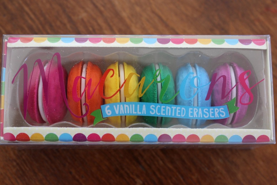 Macaron Erasers Set of 6 Macaroon Rubbers School Supplies Vanilla ...