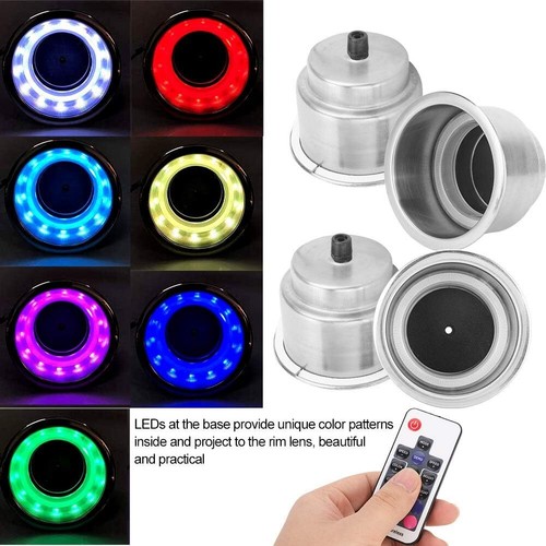 4Pcs DC 12V RGB LED Car Beverage Bottle Cup Holders with Remote Control ...