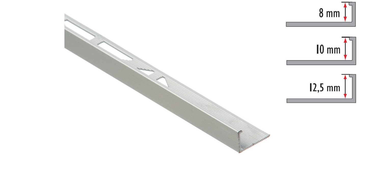 TILE TRIM - STRAIGHT EDGE L-SHAPE - 2.5M ALUMINIUM - VARIOUS COLORS AND ...