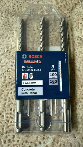 BOSCH 6-10MM 4-CUT SDS-PLUS TCT HAMMER DRILL BIT SET - BULLDOG - 3 ...