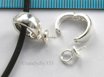 1x STERLING SILVER CHANGEABLE PENDANT ENHANCER CLASP SLIDER with BAIL ...