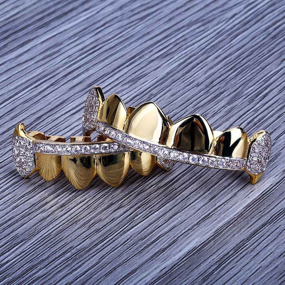 Alloy Hip Hop Teeth Set Halloween Vampire Gold Bling Mouth | eBay UK