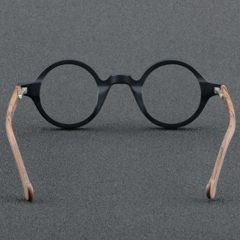 Japanese Small Round Eyeglass Frames Wood Acetate 42 mm Glasses Brand ...