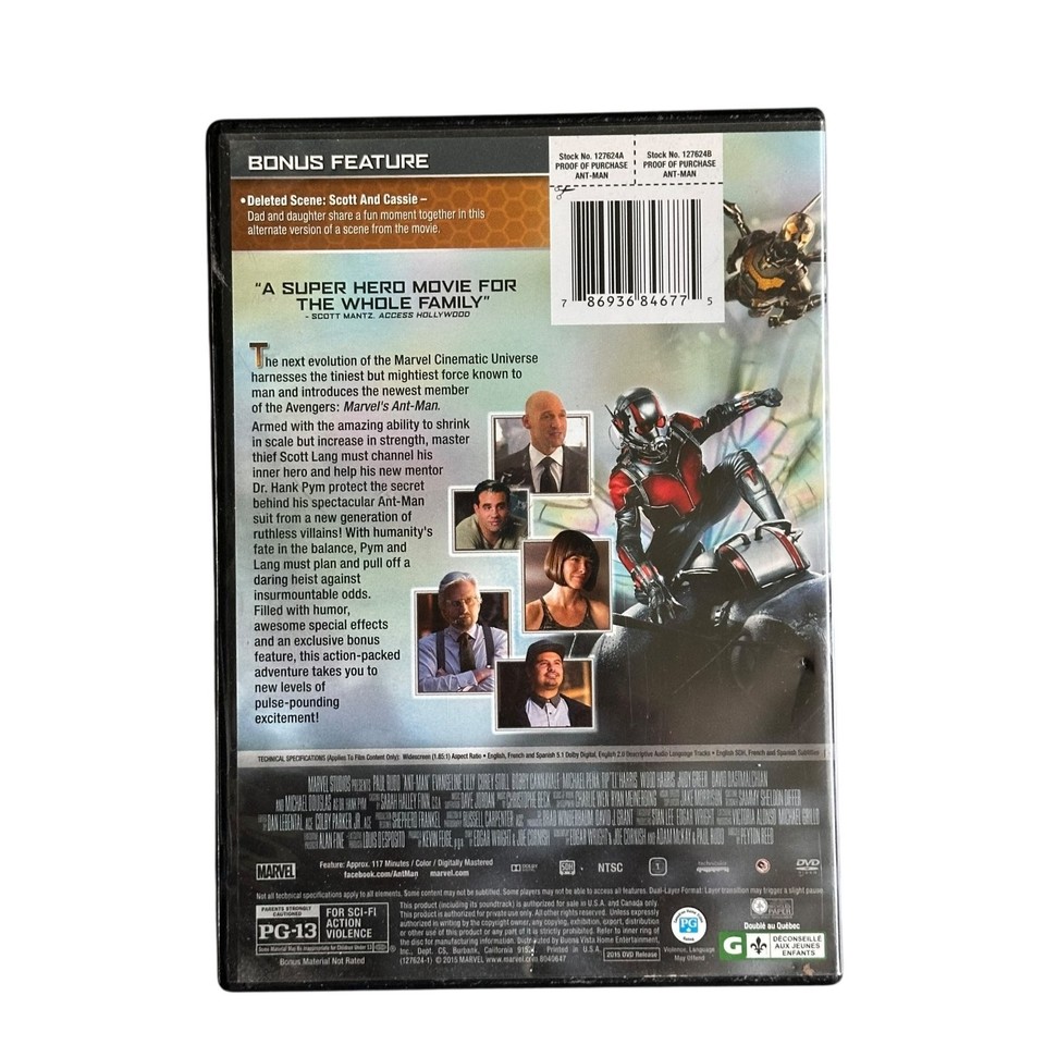 Ant-Man DVD 2015 Marvel Paul Rudd Michael Douglas Action Adventure ...