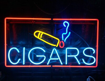 20"x16" Cigars Cigar Smoke Open Neon Sign Light Lamp Visual Bar Beer ...