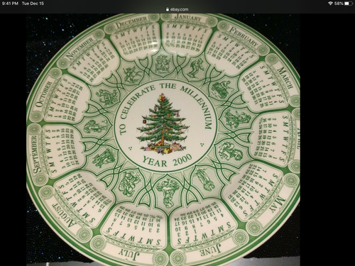 Spode Plate Christmas 2000 Millennium Calendar Tree England for sale ...