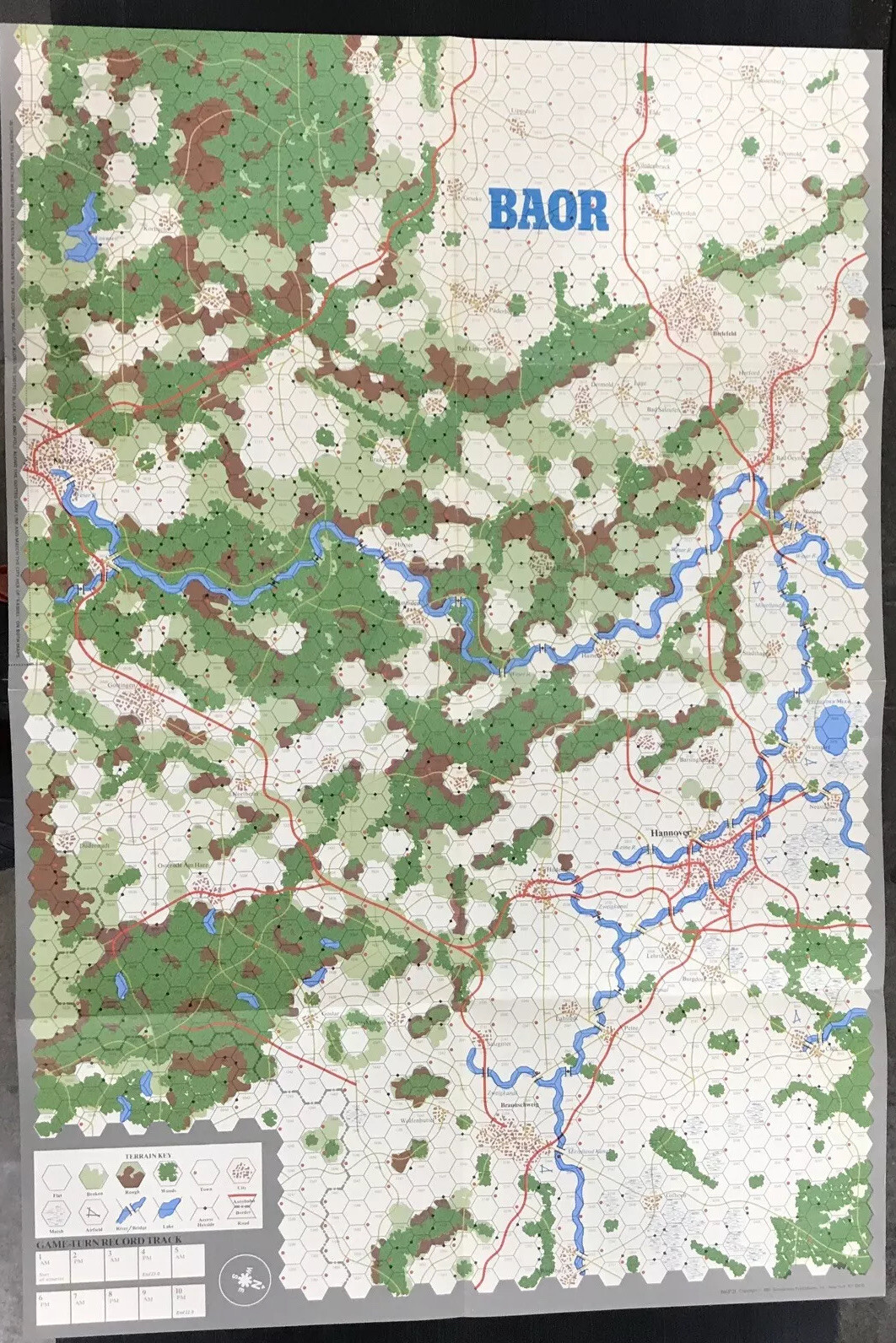 SPI BAOR Replacement Game Map British Army of the Rhine Strategy ...