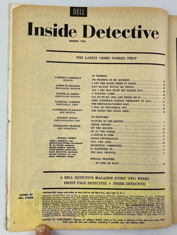 Inside Detective Magazine, August 1962, Vintage True Crime Stories ...