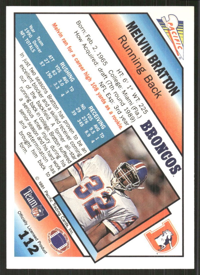 1991 Pacific #112 Melvin Bratton | eBay