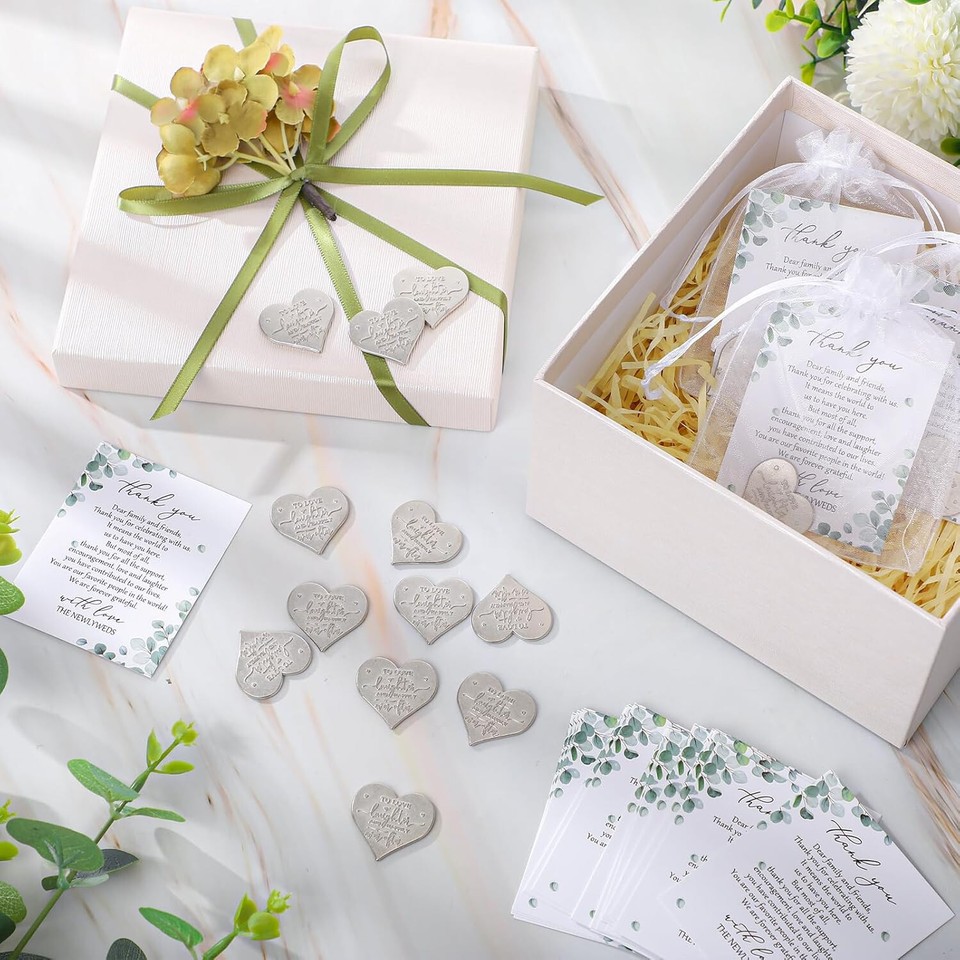 QTY. 47 Wedding Favors for Guests Bulk Heart Shaped Tokens Thank You ...