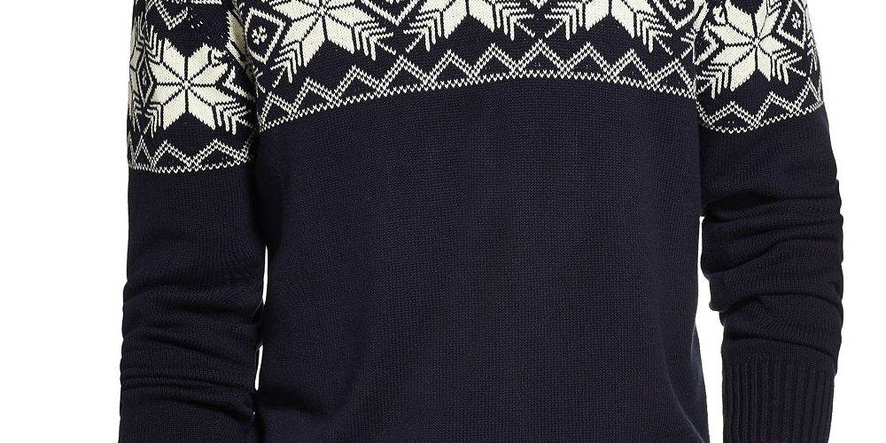 Original Weatherproof Men's Snowflake Pattern Sweater in Navy Sz ...