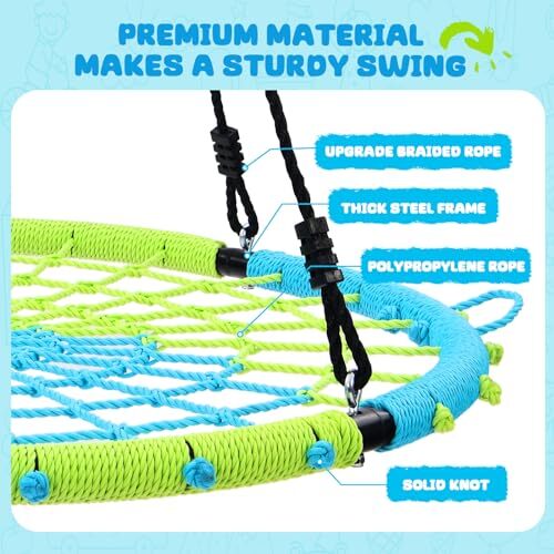 750lbs 40” Spider Web Tree Swing for Kids Adults Outdoor with 40" Blue ...