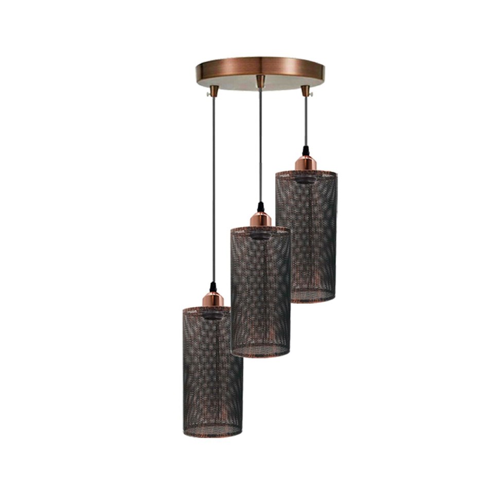 Ceiling Rose 3 Way Hanging Pendant Lamp Shade Light Fitting Lighting ...