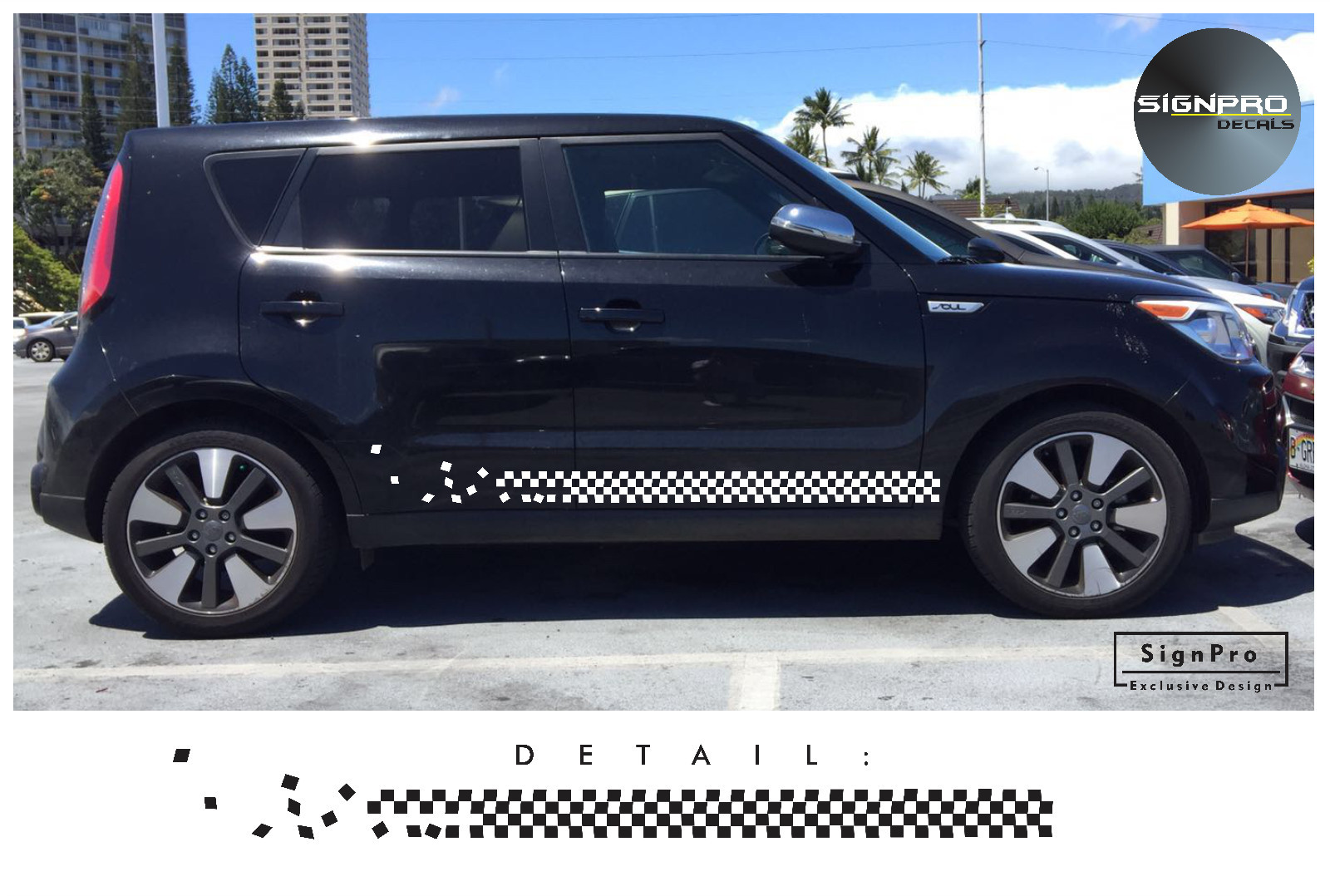 Fits Kia Soul Flare Side Checkered Decals Vinyl Graphics Stripes Body ...