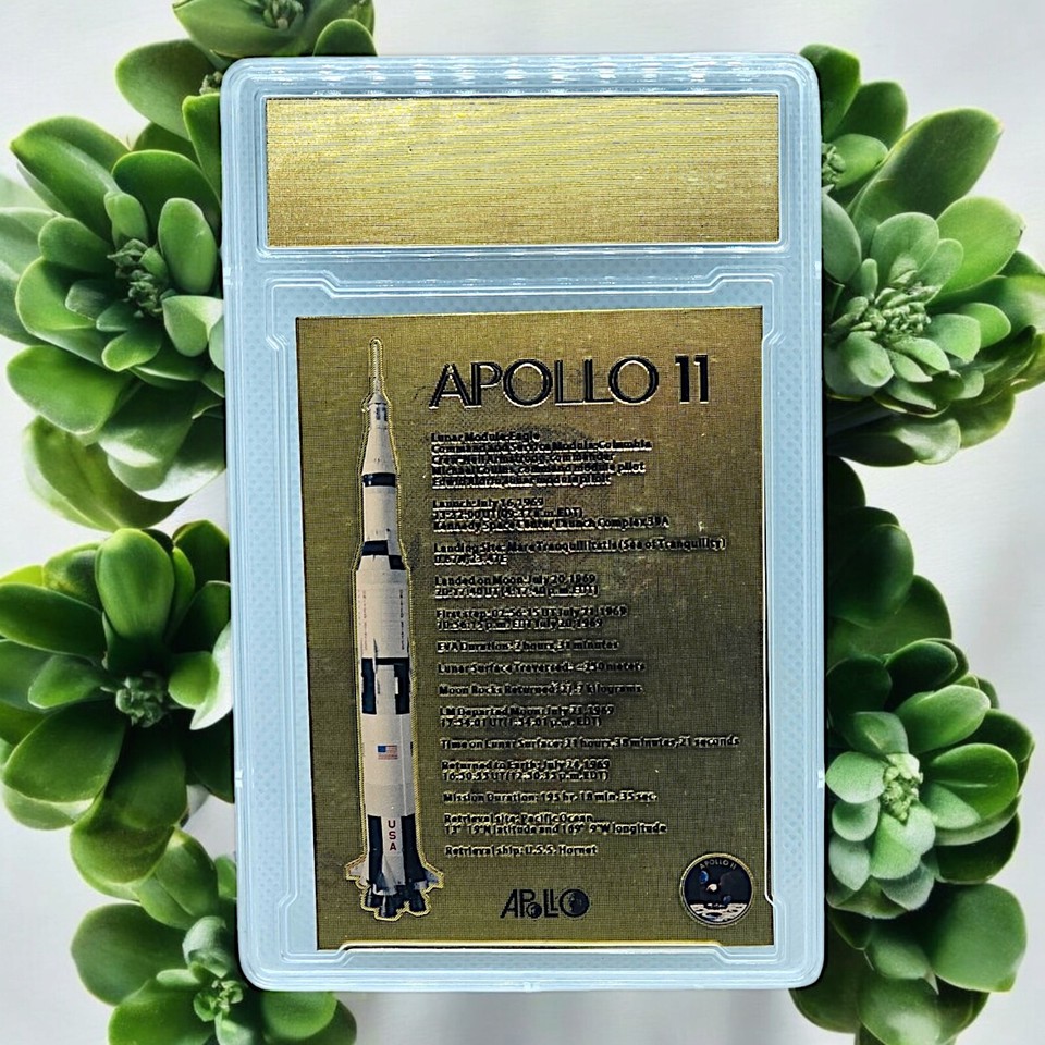 Apollo 11 First Crewed Lunar Landing Moon Slabbed 24kt .999 Fine Gold ...