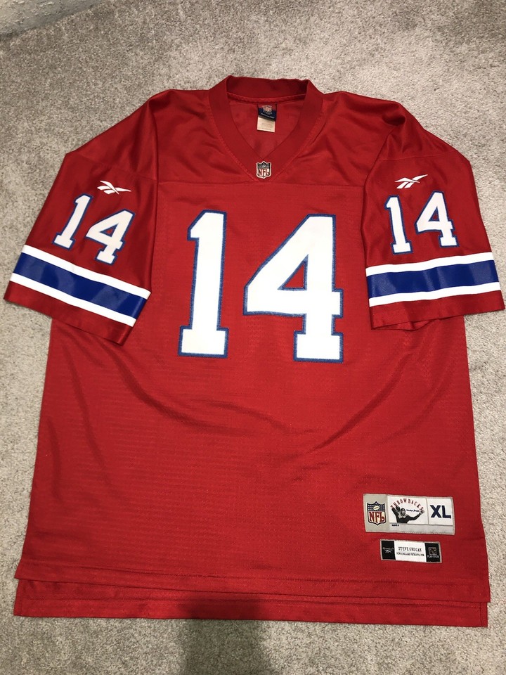 RARE VINTAGE Steve Grogan #14 NEW ENGLAND PATRIOTS Red REEBOK NFL ...