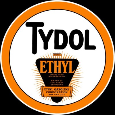 Tydol Gasoline with Ethyl NEW Sign: 40" Dia. Round USA STEEL TWO-SIDED ...