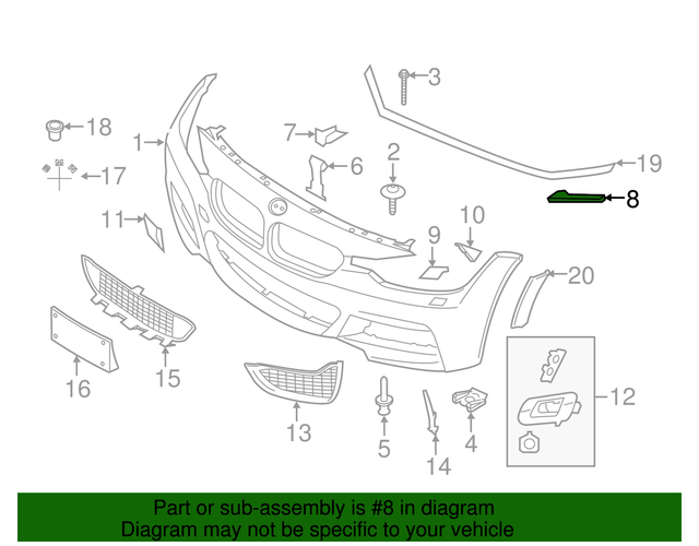 BMW OEM M4 Front Bumper Grille Grill-bumper Cover Side Bracket Left ...
